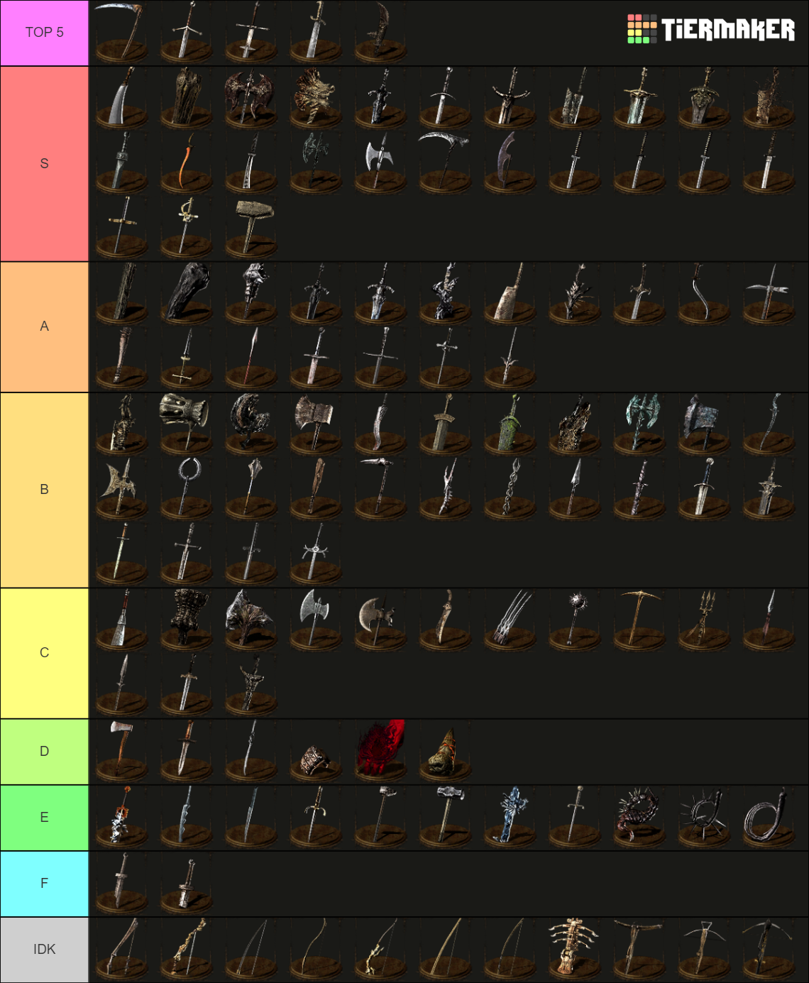 Dark Souls 1 All Weapons Tier List (Community Rankings) - TierMaker