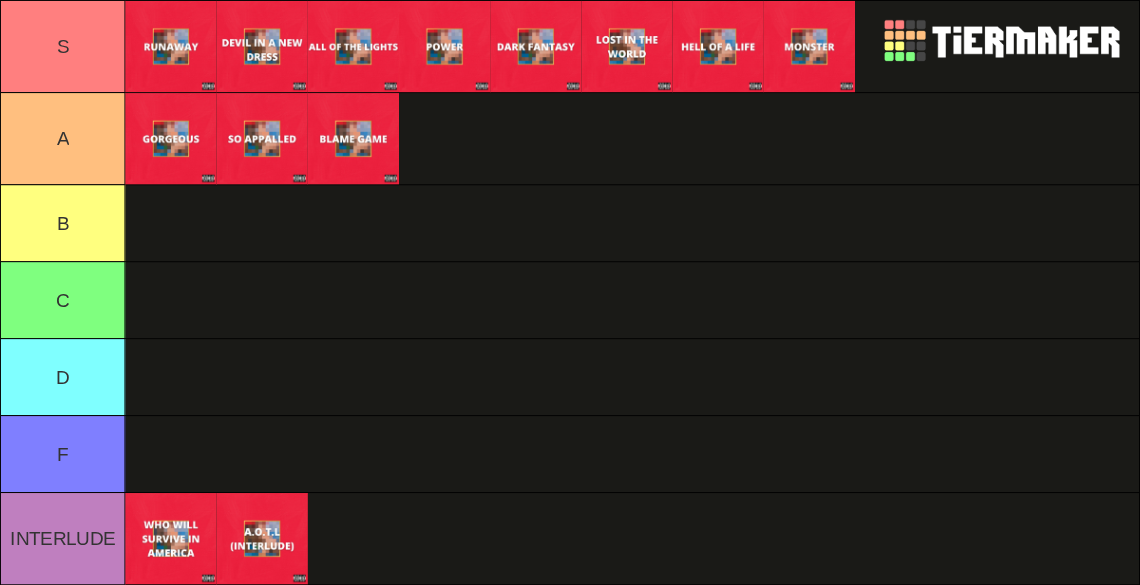 MBDTF Songs Ranked Tier List (Community Rankings) - TierMaker