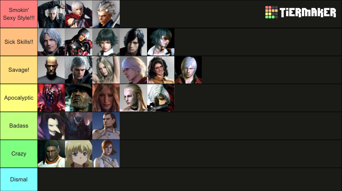 Devil May Cry All Characters Tier List (Community Rankings) - TierMaker