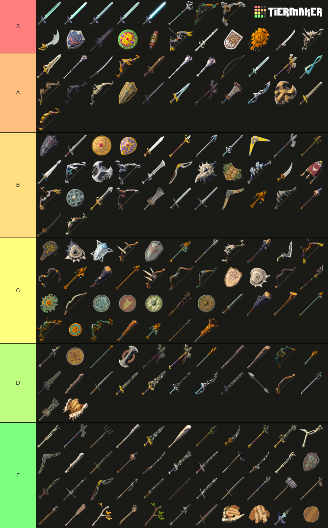 Tears of the Kingdom Weapon Tier List (Community Rankings) - TierMaker