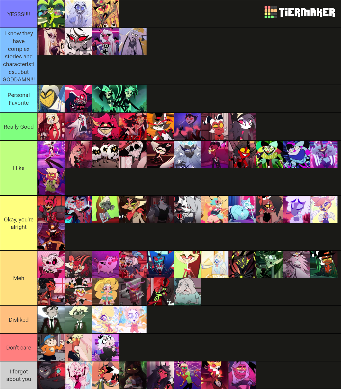 Hazbin Hotel + Helluva Boss Characters Tier List (Community Rankings) - TierMaker