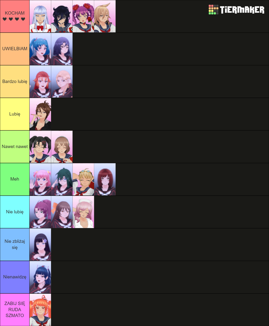 Yandere Simulator Rivals Rank (including 1980) Tier List (Community ...