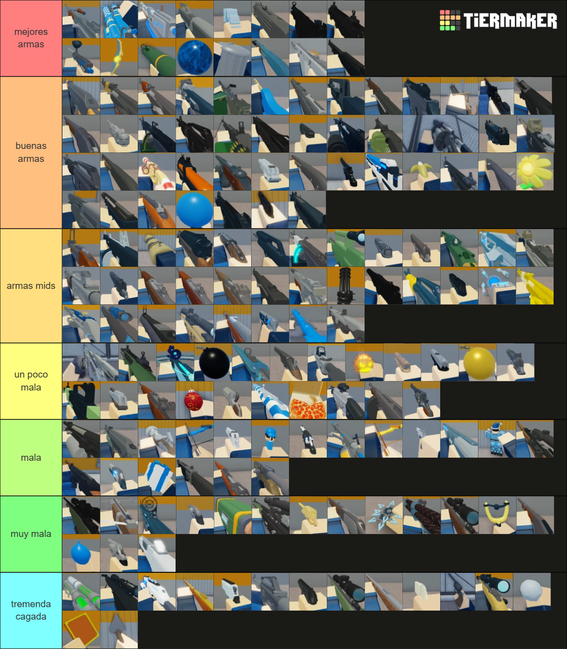 Roblox Arsenal Weapons (2024) Tier List (Community Rankings) - TierMaker