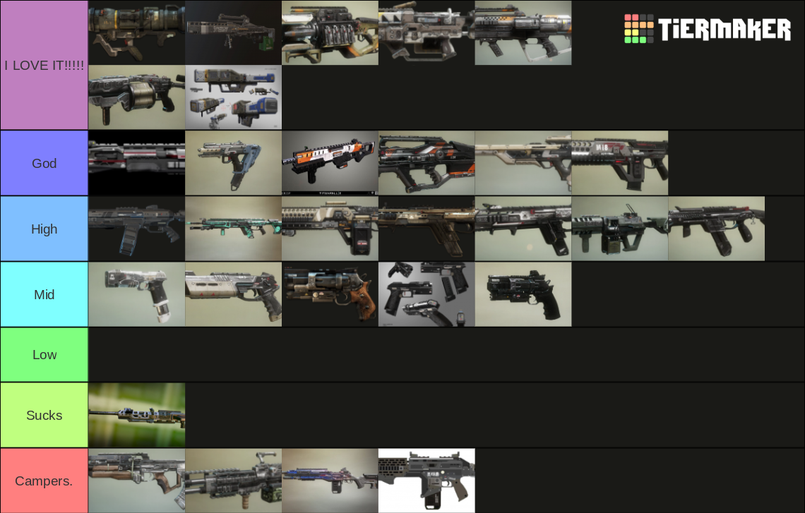 TitanFall 2 All weapon Tiers Tier List (Community Rankings) - TierMaker