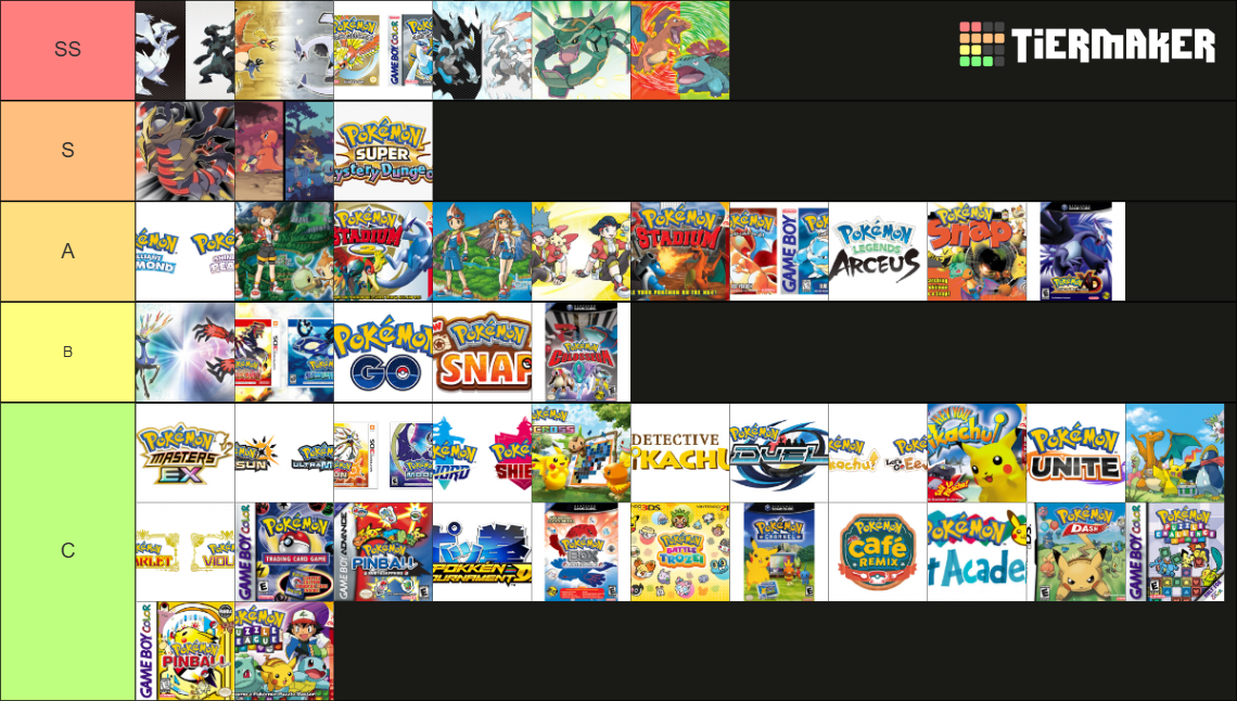 Every Pokemon Video Game Ever Tier List (Community Rankings) - TierMaker