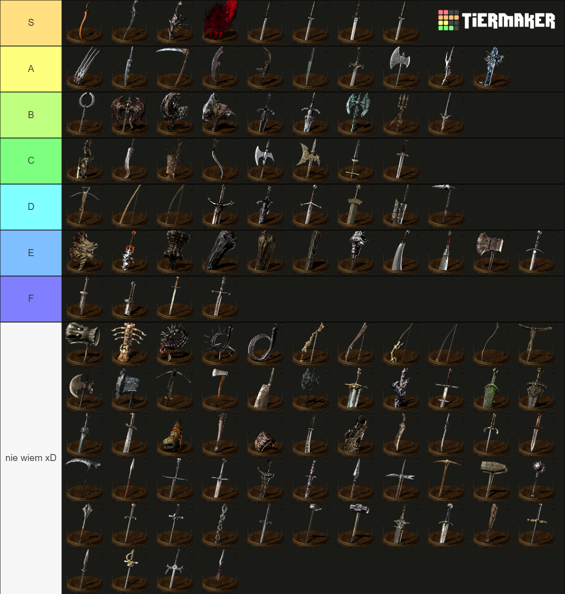 Dark Souls 1 All Weapons Tier List (Community Rankings) - TierMaker