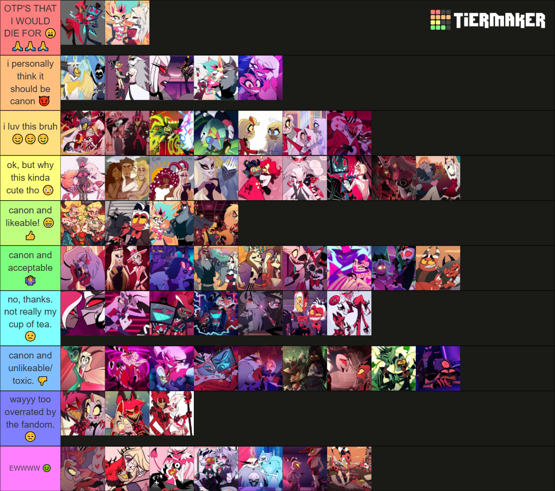 All Hazbin Hotel + Helluva Boss Ships Tier List (Community Rankings ...
