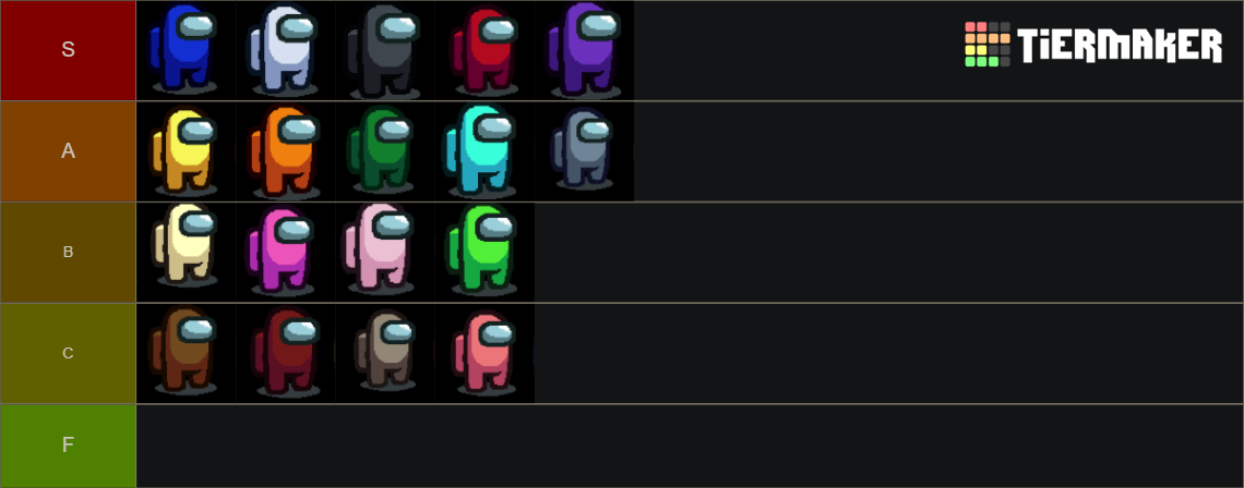 Among Us Colours Tier List (Community Rankings) - TierMaker