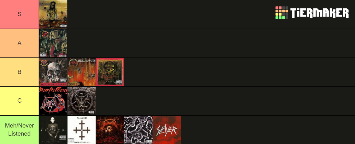 Slayer Albums Tier List (Community Rankings) - TierMaker