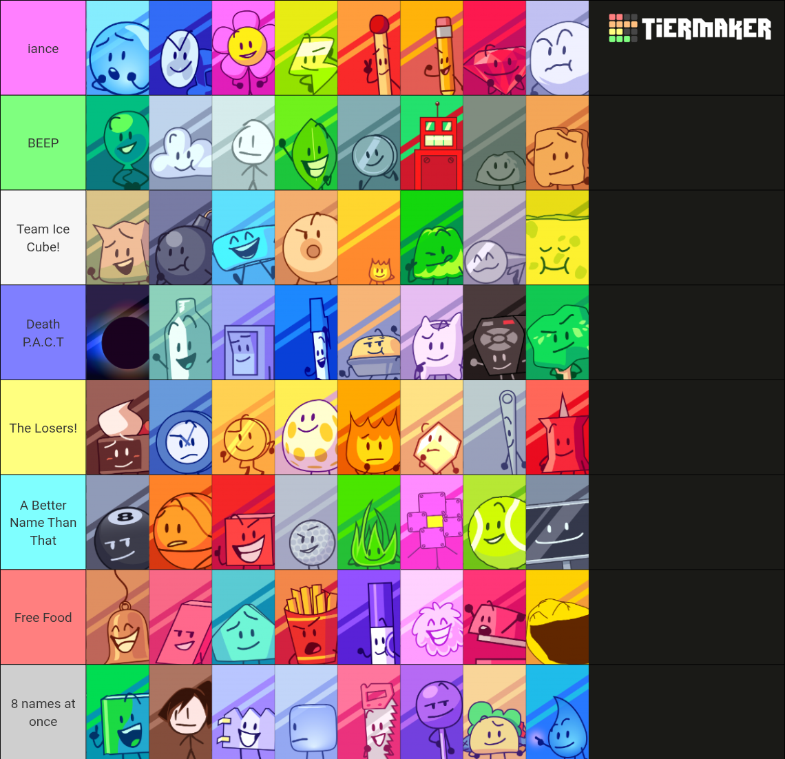 BFDI Ultimate! Tier List (Community Rankings) - TierMaker