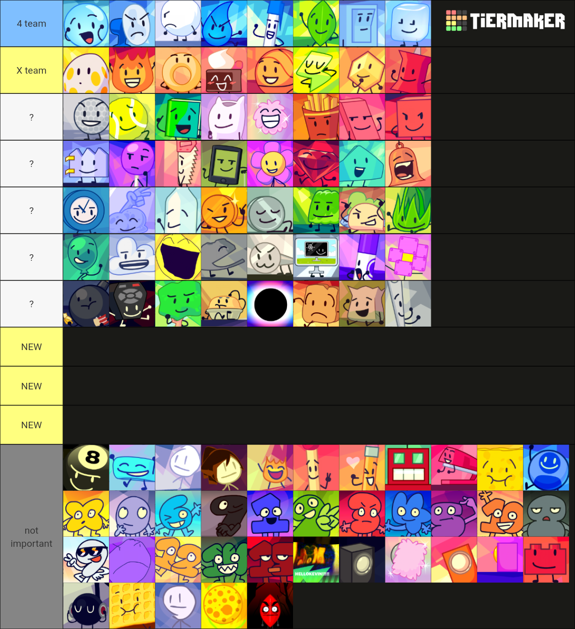 BFDI Characters (2024) - New Icons! Tier List (Community Rankings ...