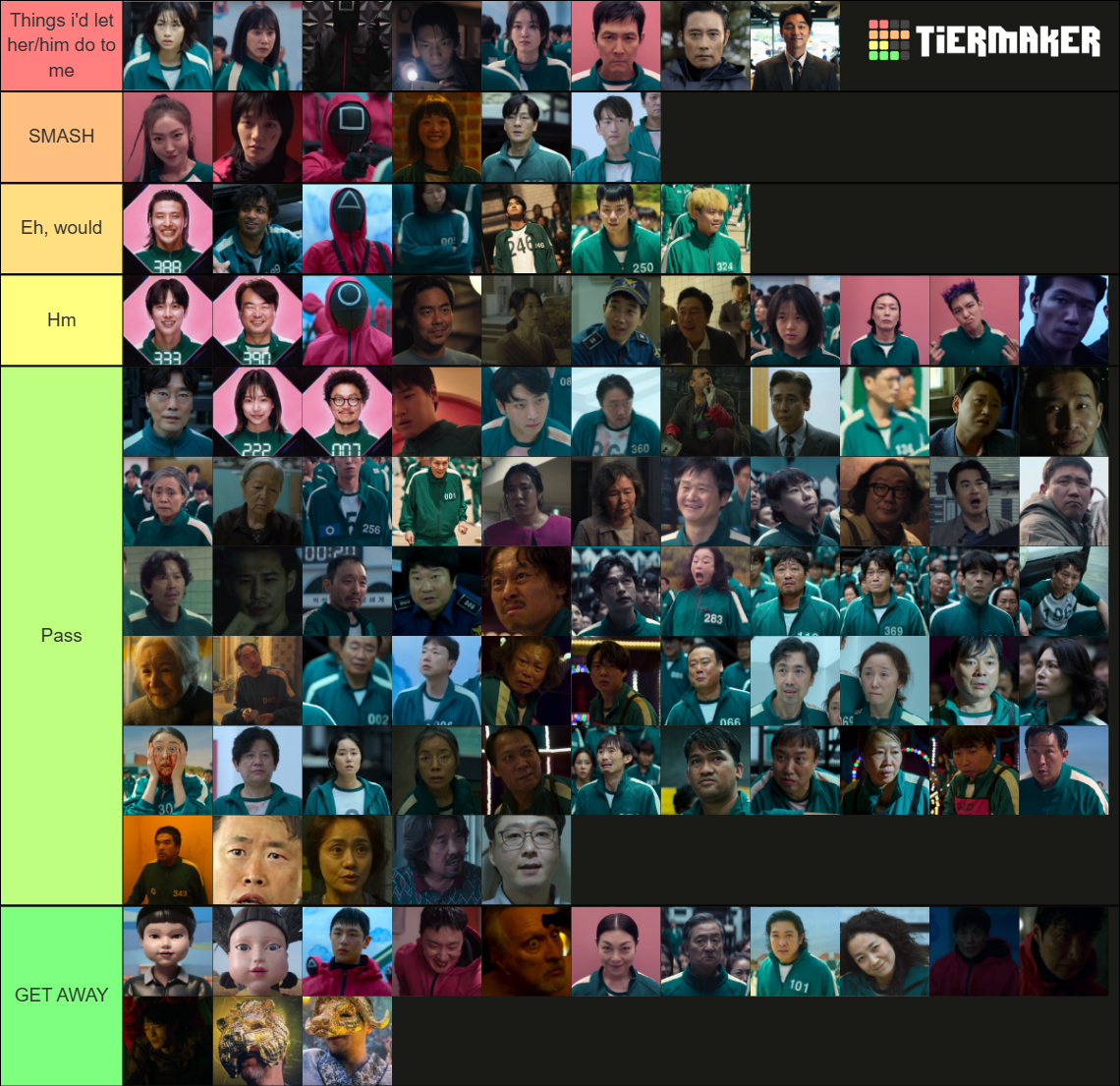 Squid Game Characters Tierlist 100 Seasons 1and2 Tier List