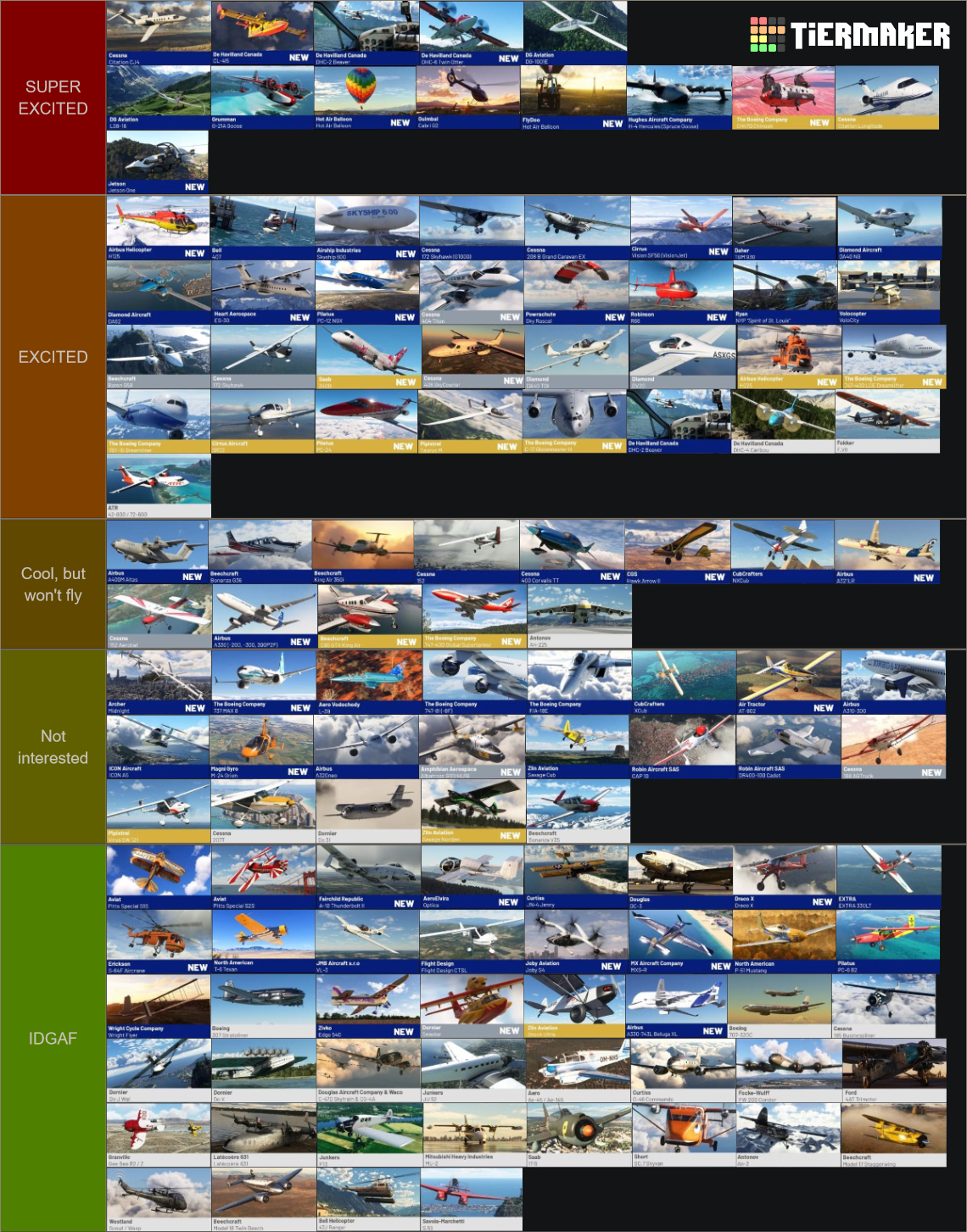 Msfs2024 Planes Tier List (Community Rankings) - TierMaker