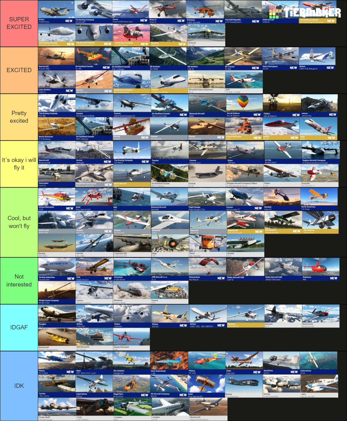 Msfs2024 Planes Tier List (Community Rankings) - TierMaker