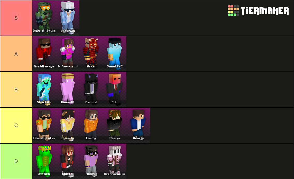Infuse SMP S2 Tier List (Community Rankings) - TierMaker