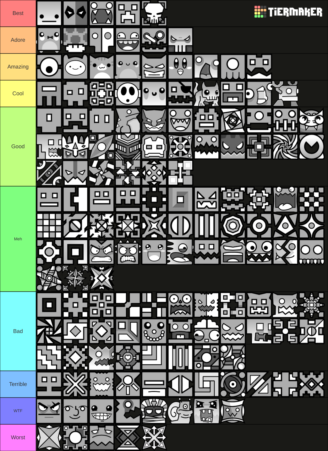 Geometry Dash Icons (Cubes) Tier List (Community Rankings) - TierMaker