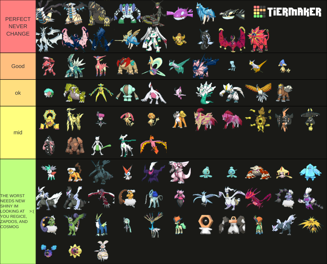 Shiny Legendary Pokemon Tier List (Community Rankings) - TierMaker