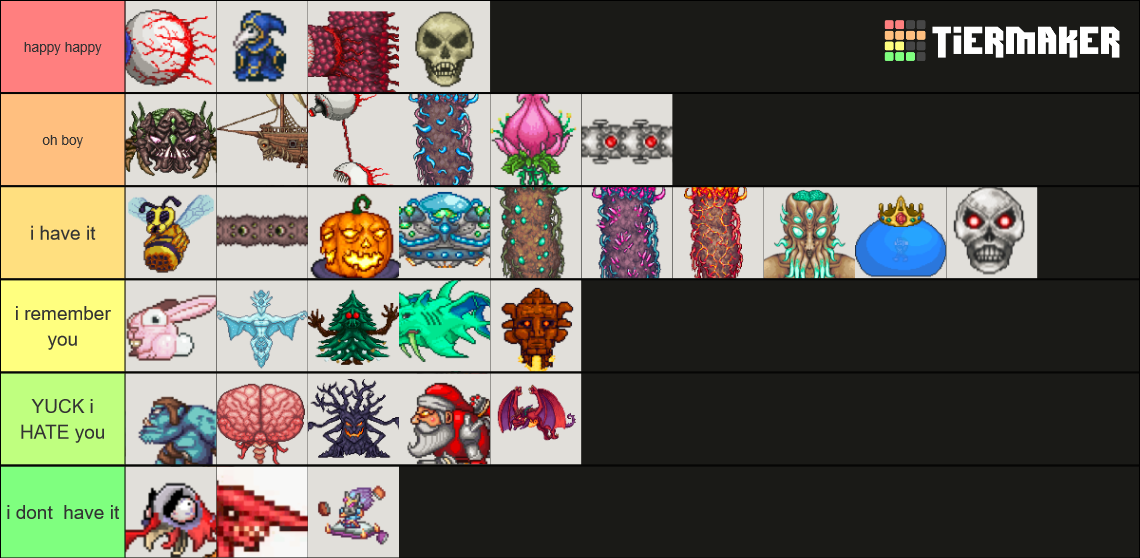 terraria bosses all Tier List (Community Rankings) - TierMaker