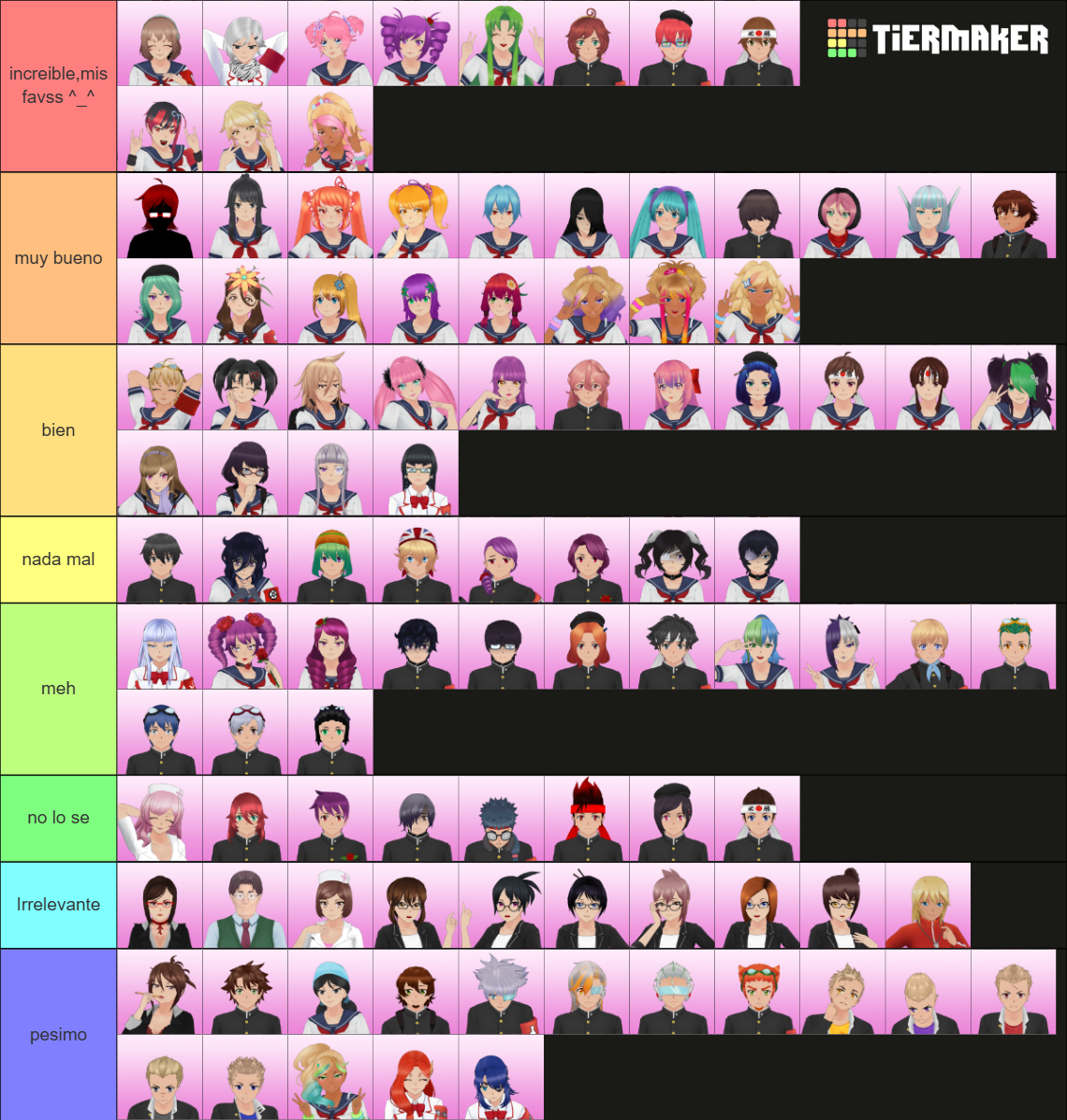 Yandere Simulator Characters (202X & 80s Mode) Tier List (Community ...