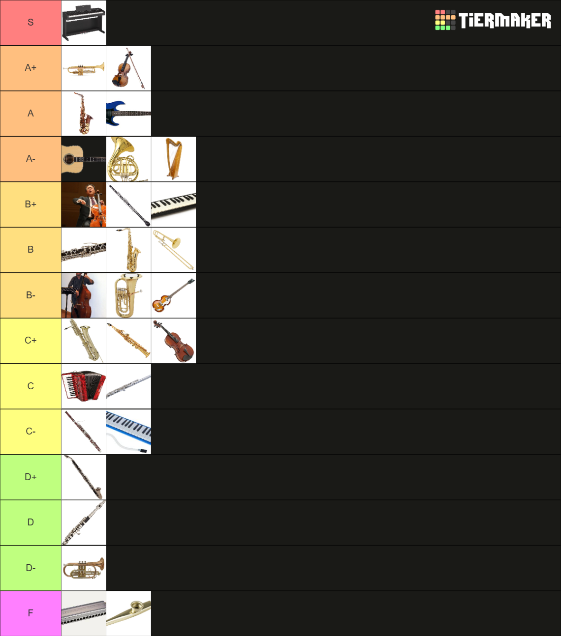 Instruments Tier List (Community Rankings) - TierMaker