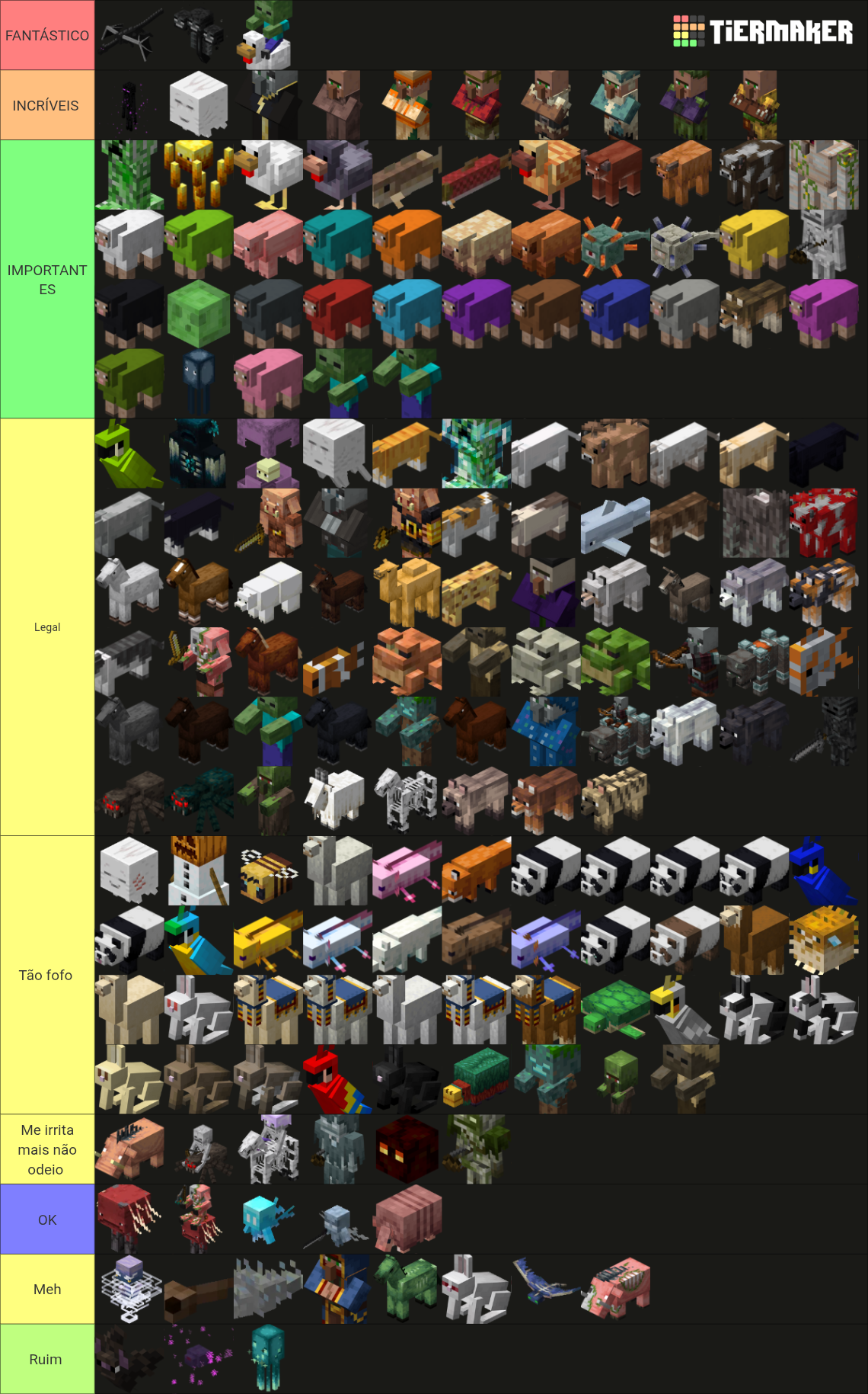 ALL MINECRAFT MOBS (last update mounts of mayhem) Tier List (Community Rankings) - TierMaker