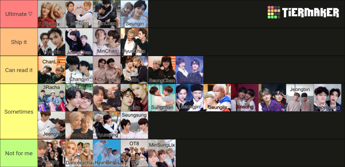 Ranking SKZ Ships Tier List (Community Rankings) - TierMaker