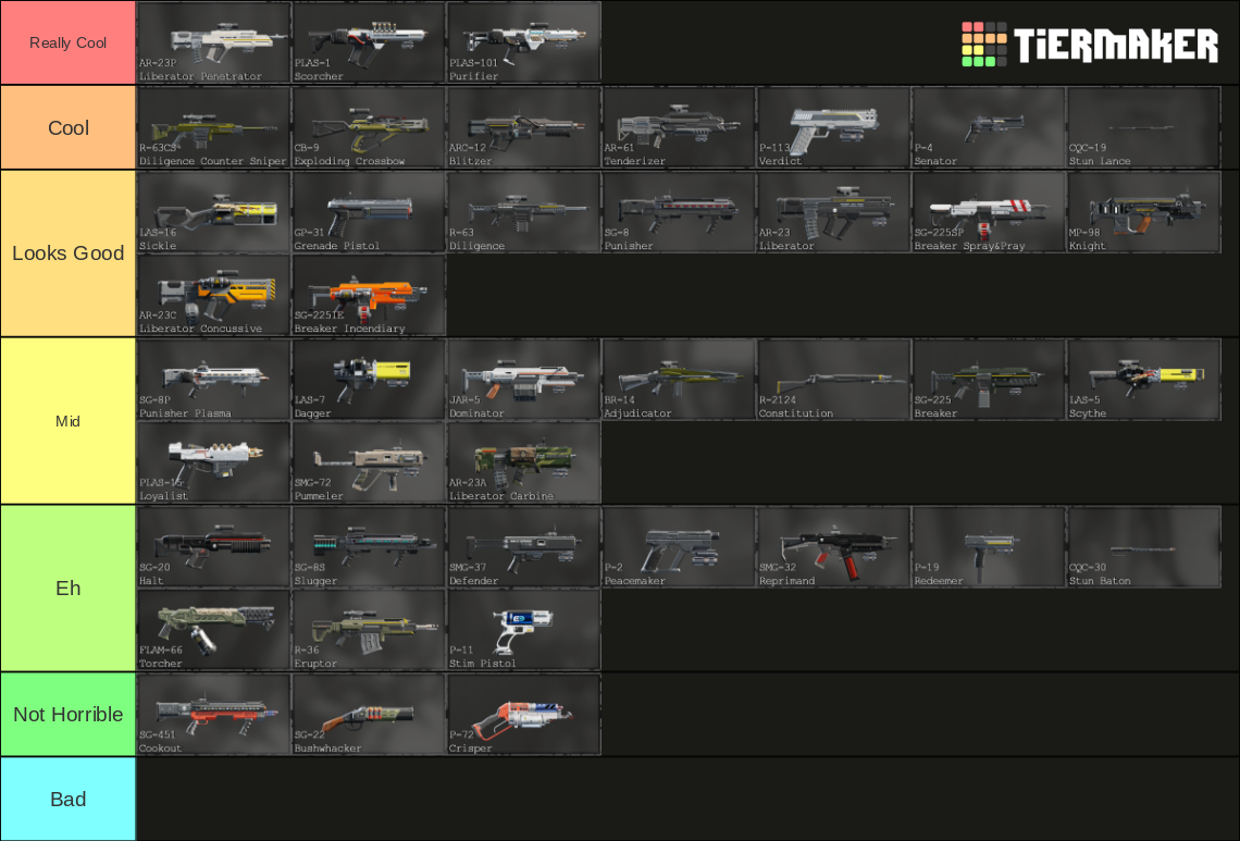 Helldivers II Weapons (Killzone) Tier List (Community Rankings) - TierMaker