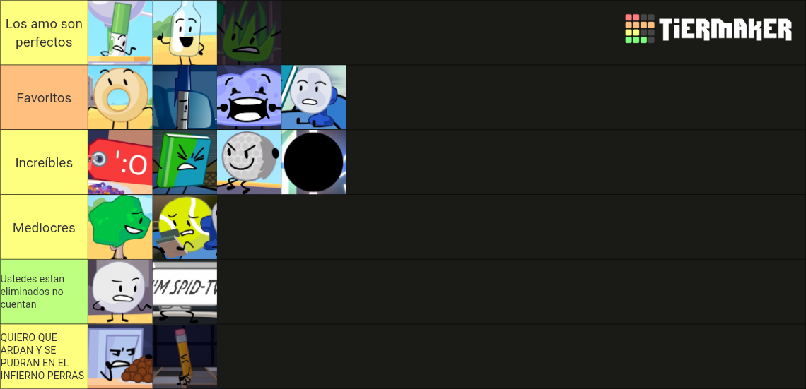 BFDI:TPOT Contestants (As of TPOT 17) Tier List (Community Rankings ...