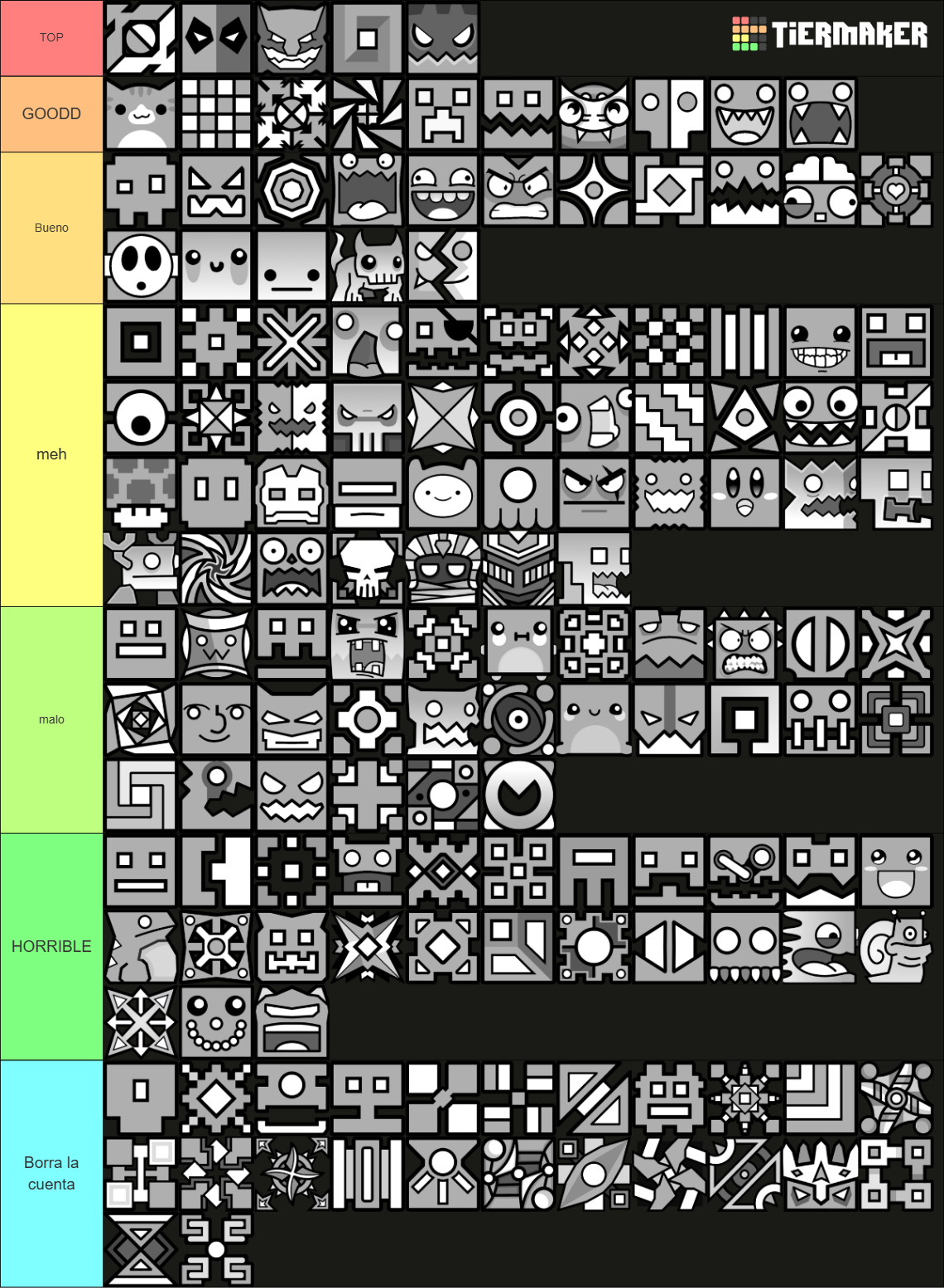 Geometry Dash All Icons Tier List (Community Rankings) - TierMaker