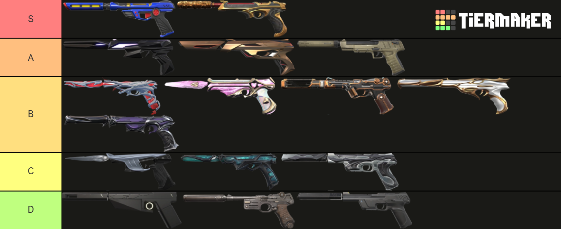 Valorant Ghost Skins (May 2025) Tier List (Community Rankings) - TierMaker