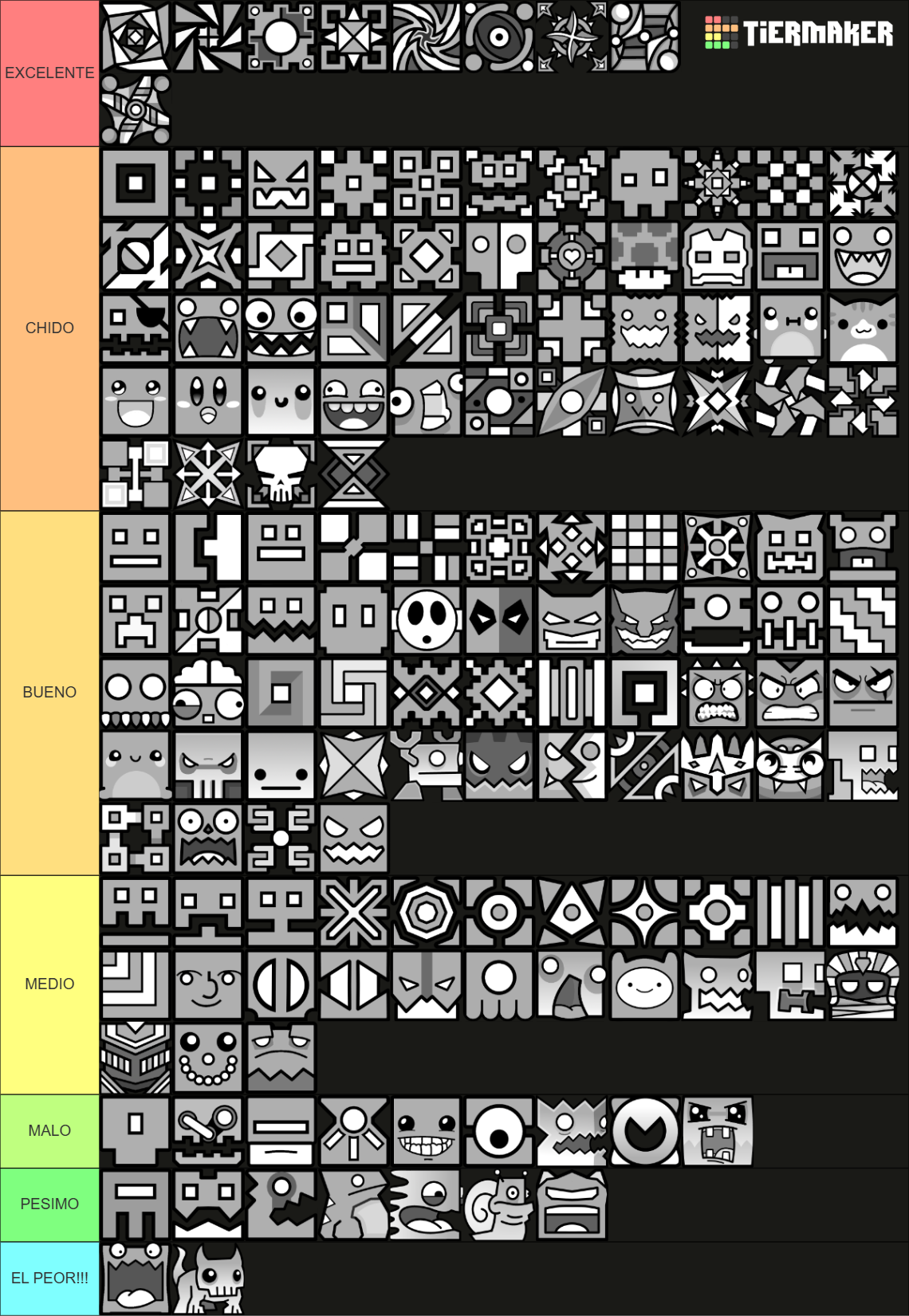 Geometry Dash Cubes Tier List (Community Rankings) - TierMaker