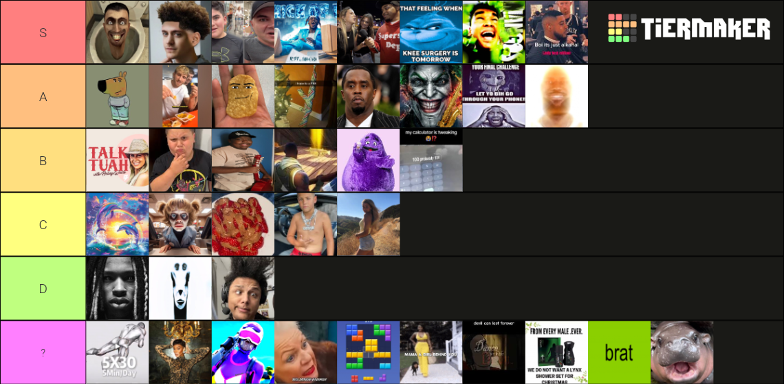 ULTIMATE 2024 MEME Tier List (Community Rankings) - TierMaker