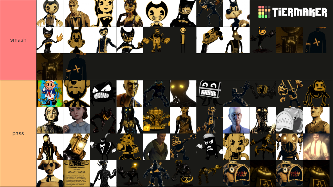All of the bendy characters ranking Tier List (Community Rankings) - TierMaker