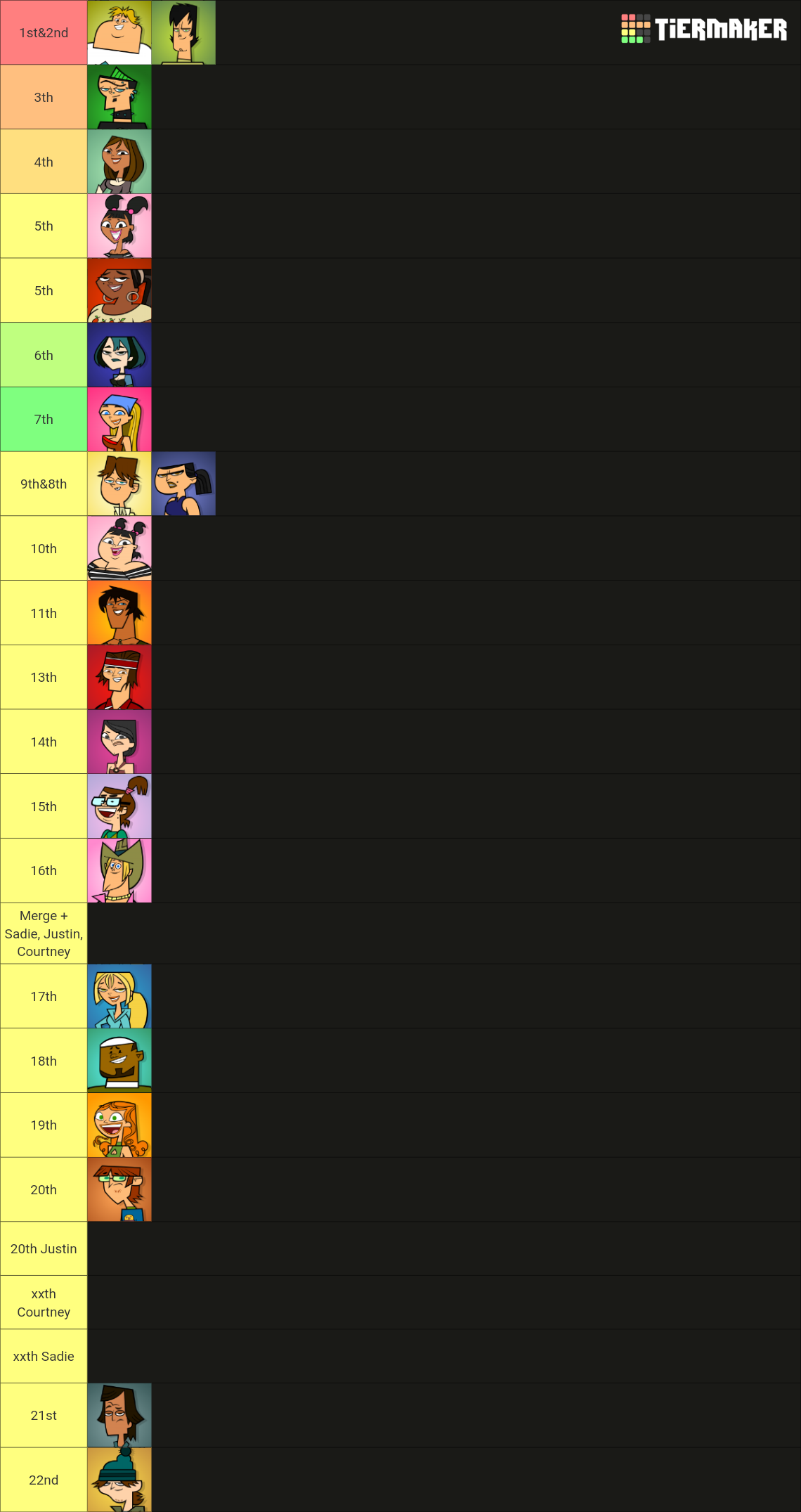 Total Drama ICONS [GEN 1] Tier List (Community Rankings) - TierMaker