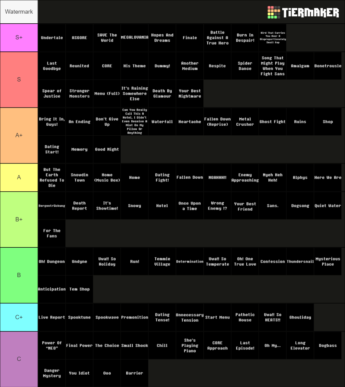 Undertale OST Tier List (Community Rankings) - TierMaker