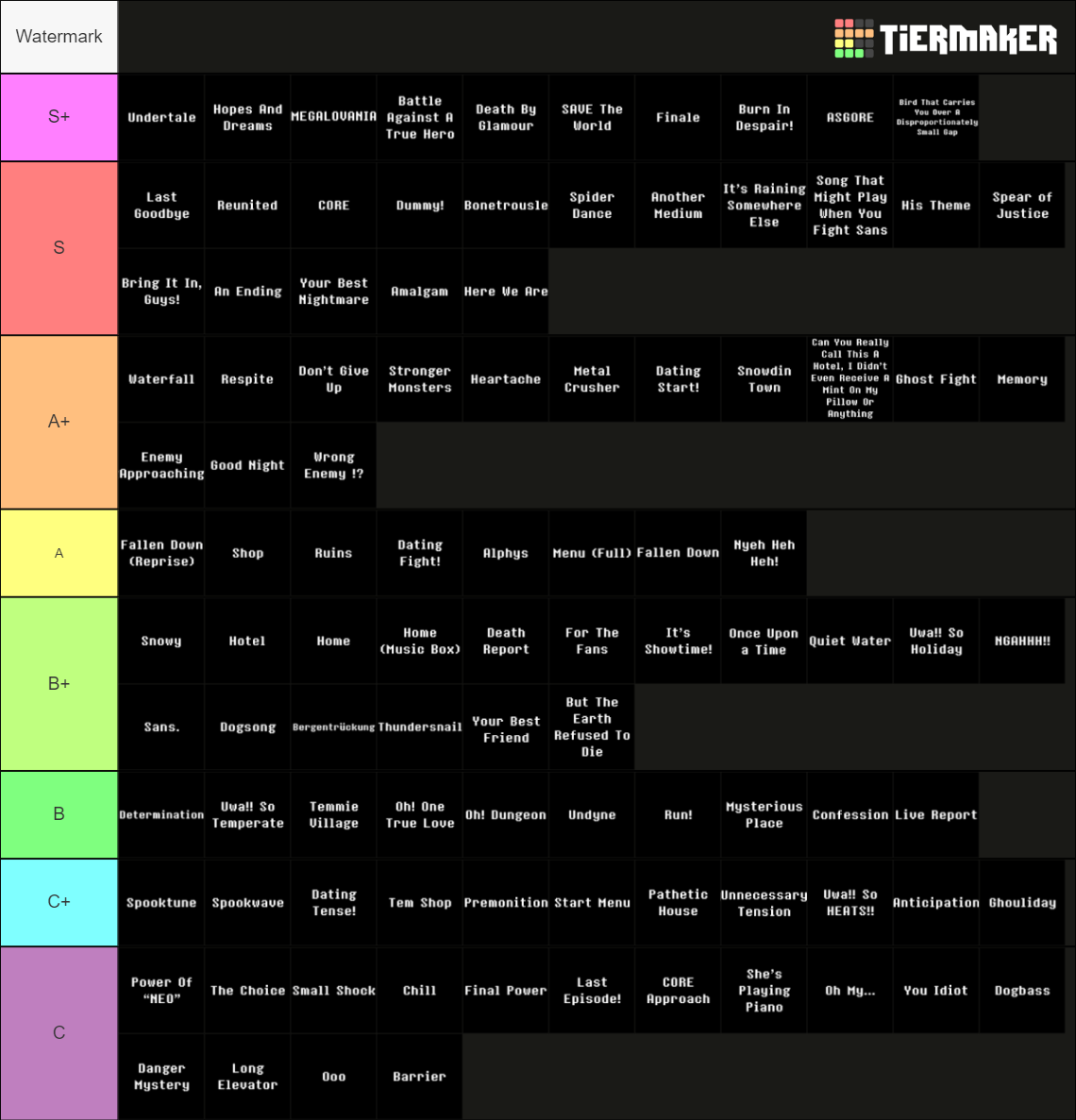Undertale OST Tier List (Community Rankings) - TierMaker