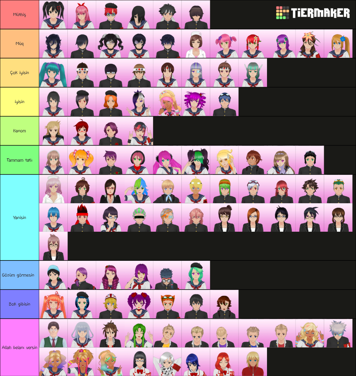 All of the Yandere Simulator Characters Tier List (Community Rankings ...