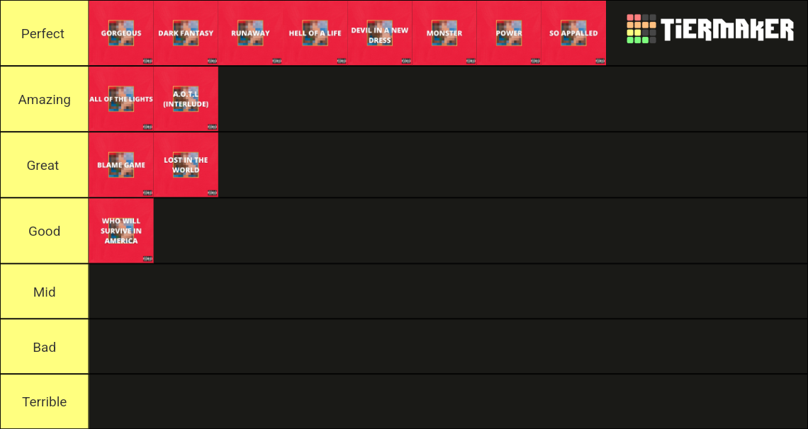 MBDTF Songs Ranked Tier List (Community Rankings) - TierMaker