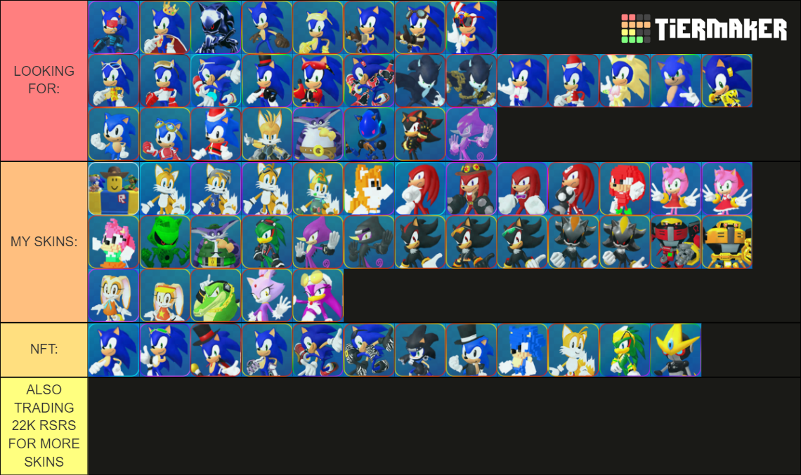Sonic Speed Sim REBORN-All Skins & Characters! (upd. weekly) Tier List ...