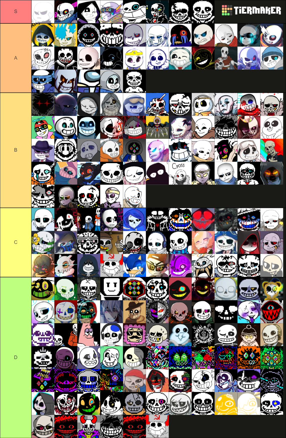 Sans AUs Tier List (Community Rankings) - TierMaker
