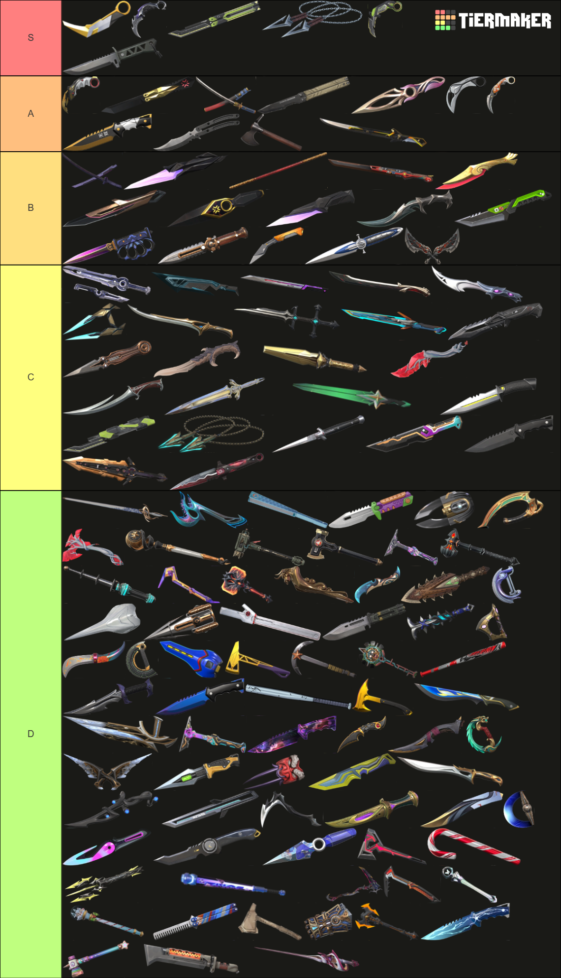 Valorant Melee / Knife Skins (January 2025) Tier List (Community ...