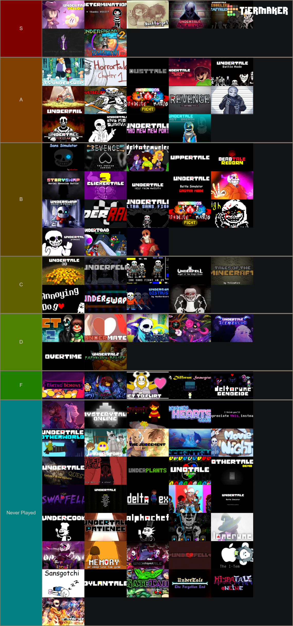 Undertale Fangames (Huge Version) Tier List (Community Rankings ...