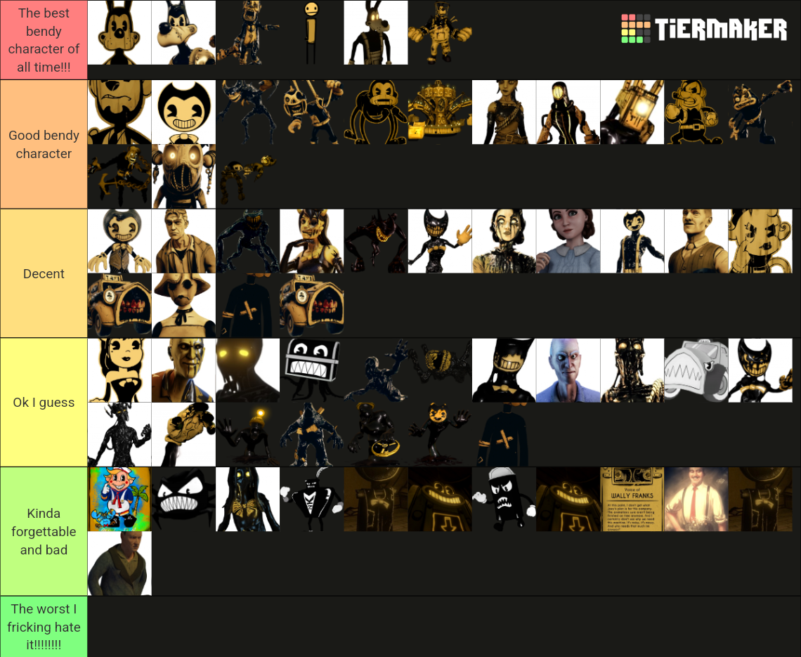 All of the bendy characters ranking Tier List (Community Rankings) - TierMaker