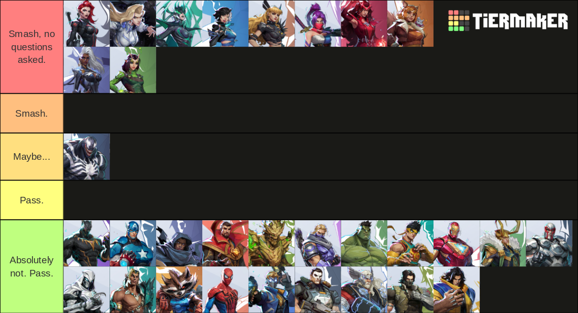 Marvel Rivals; Smash Or Pass Tier List (Community Rankings) - TierMaker