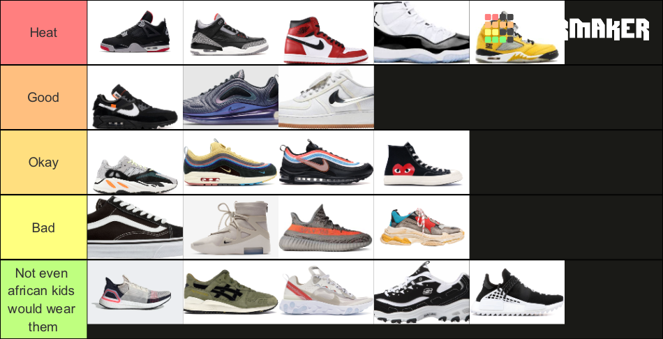 Shoes Tier List (Community Rankings) - TierMaker