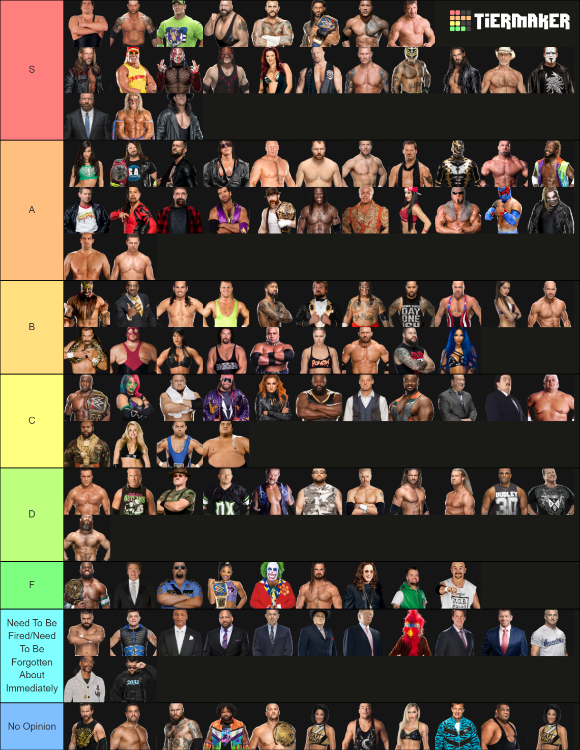 Ultimate WWE Tier List (Community Rankings) - TierMaker