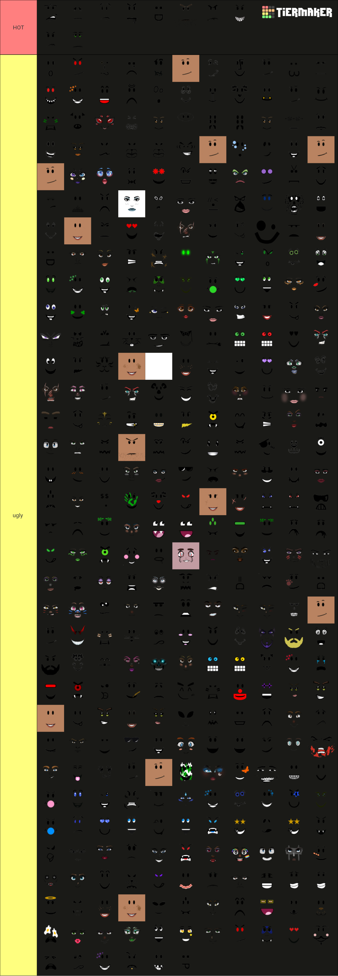 OVER 600+ ROBLOX FACES. Tier List (Community Rankings) - TierMaker