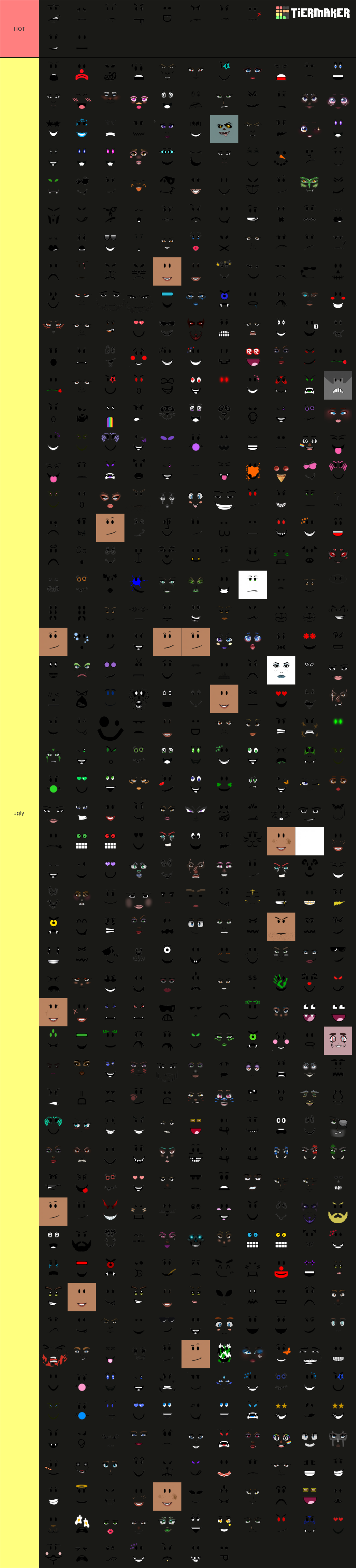 OVER 600+ ROBLOX FACES. Tier List (Community Rankings) - TierMaker