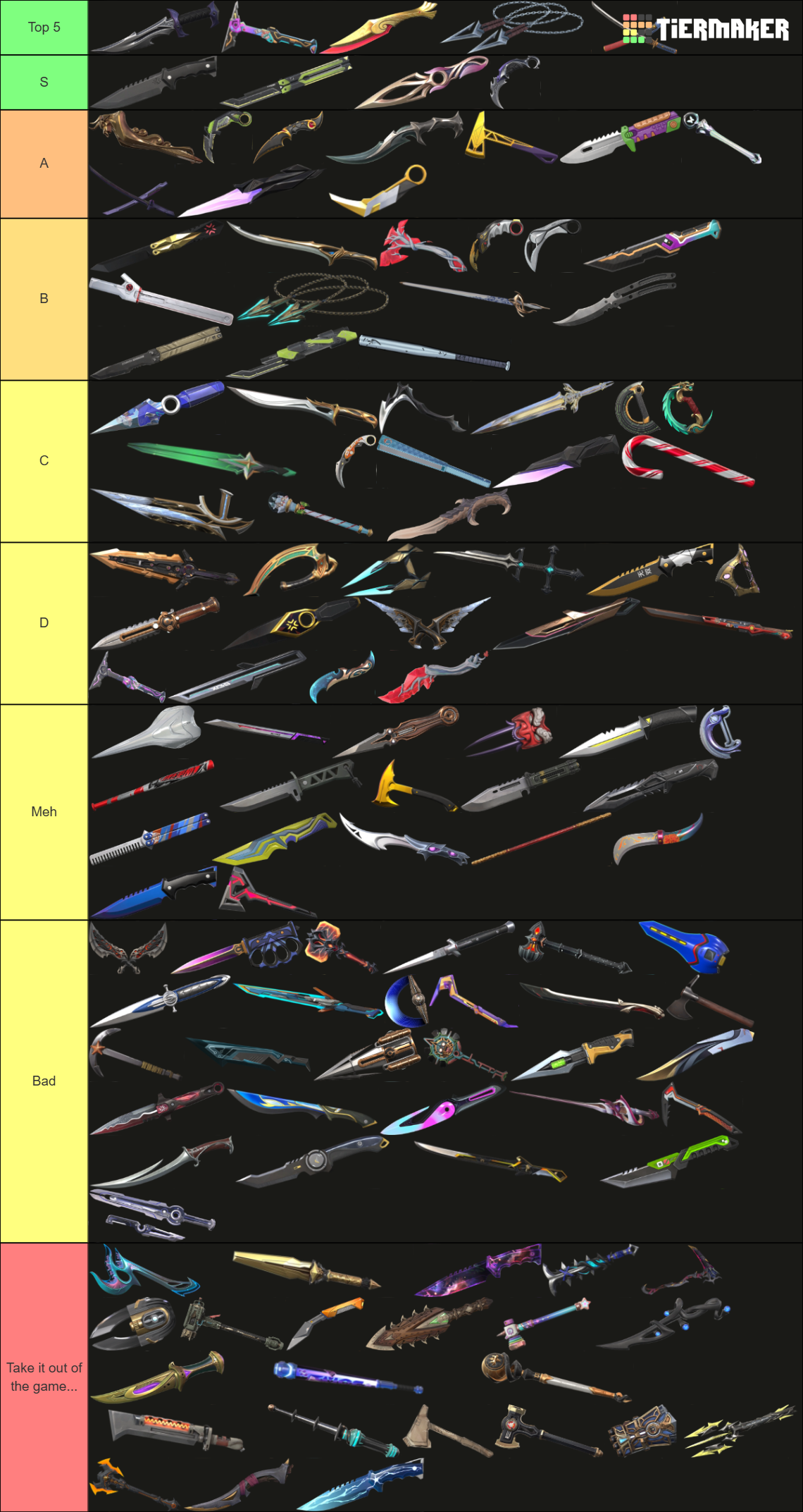 Valorant Melee / Knife Skins (January 2025) Tier List (Community ...