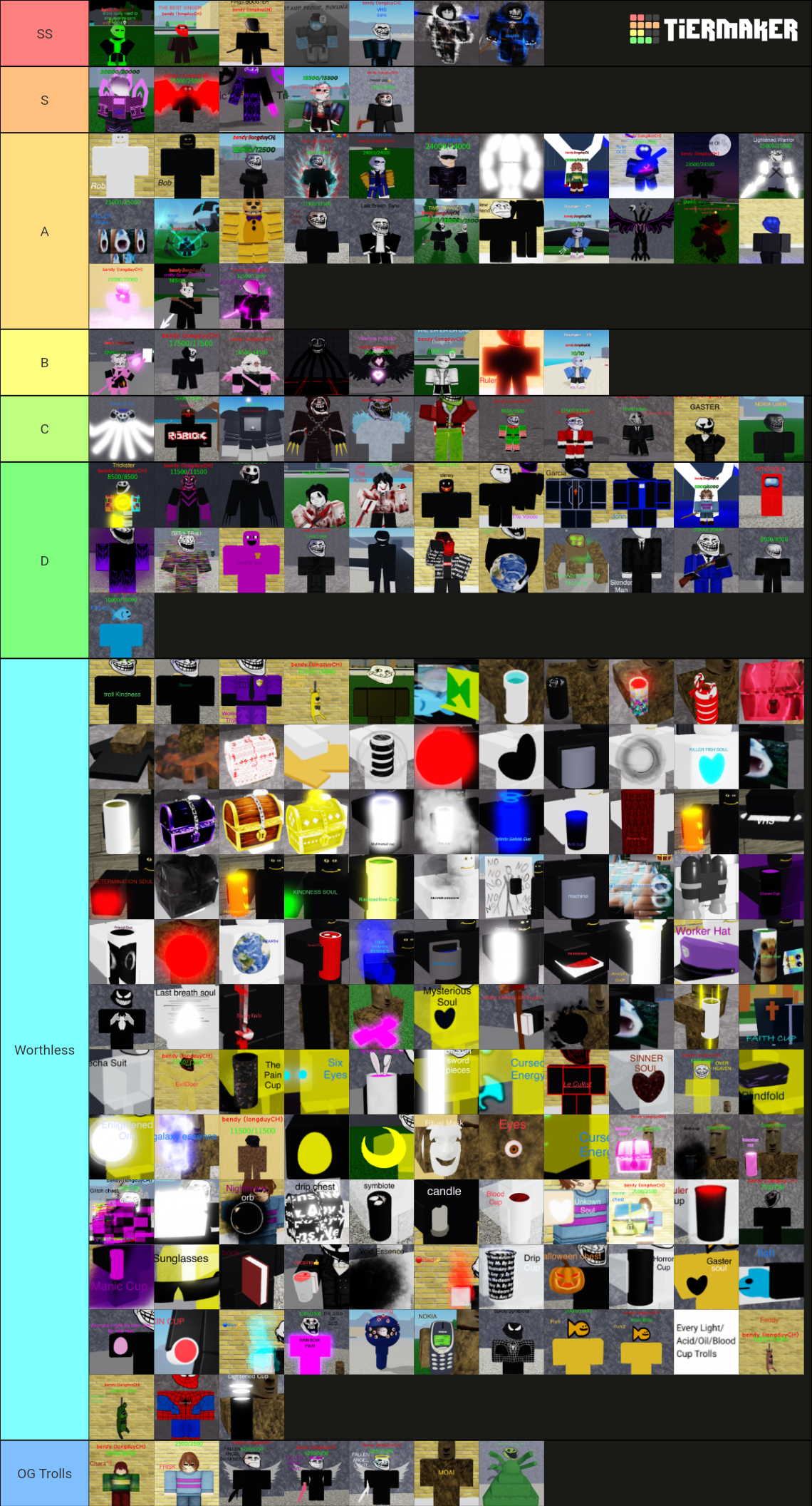 trollge multiverse items and trolls value tierlist Tier List (Community ...